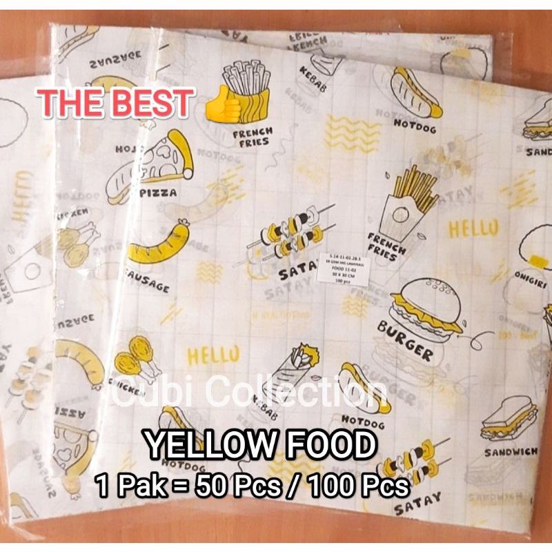 Jual KERTAS NASI BURGER MOTIF 30x30 LAMINASI KFC MCD KEBAB HOTDOG ...