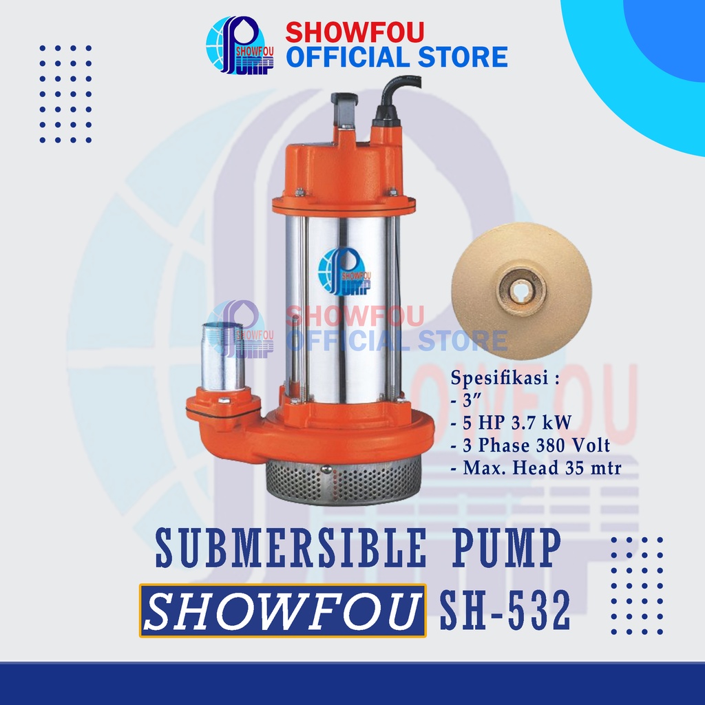 Jual SHOWFOU SUBMERSIBLE PUMP SH-532D 5 HP 3 Phase 3.7 kWatt 3" Inch ...