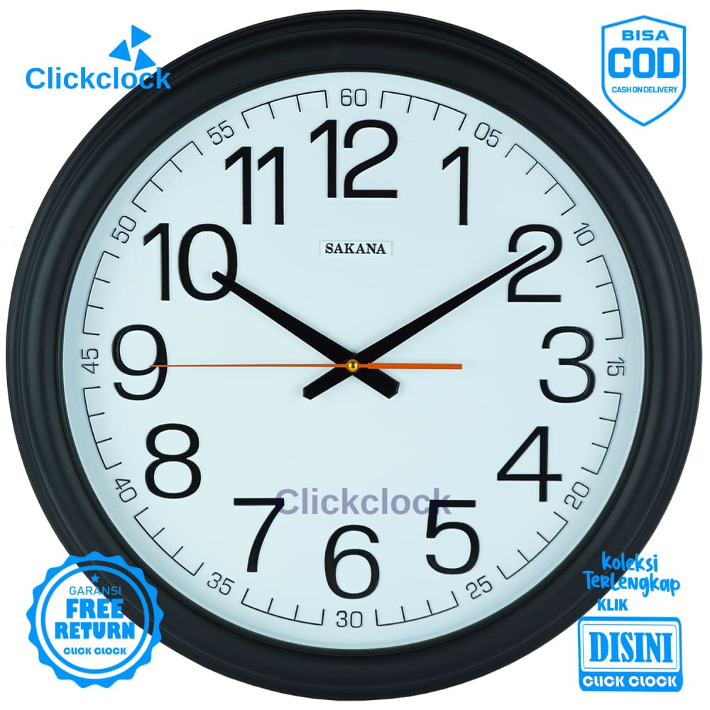 Jual Jam Dinding Quartz Minimalis Coklat Sakana 073 Besar Dekorasi ...