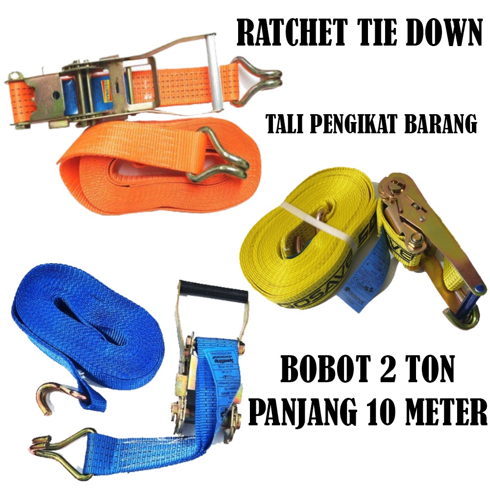 Jual TALI PENGIKAT BARANG MOBIL TRUCKRACHET TIE DOWN 2 TON X 10 METER ...