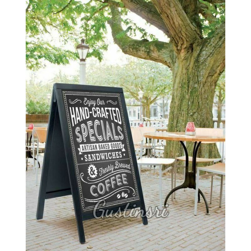 Jual PAPAN TULIS KAPUR 2 MUKA PAPAN BOARD KAYU PAPAN MENU CAFE DEKORASI ...