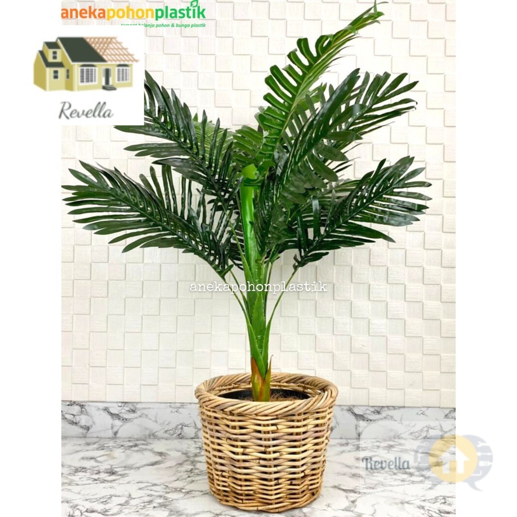Jual Pohon Daun Palem T100 X12 Semi Latex Cover Pot Keranjang Rotan Medium Dekorasi Tanaman ...