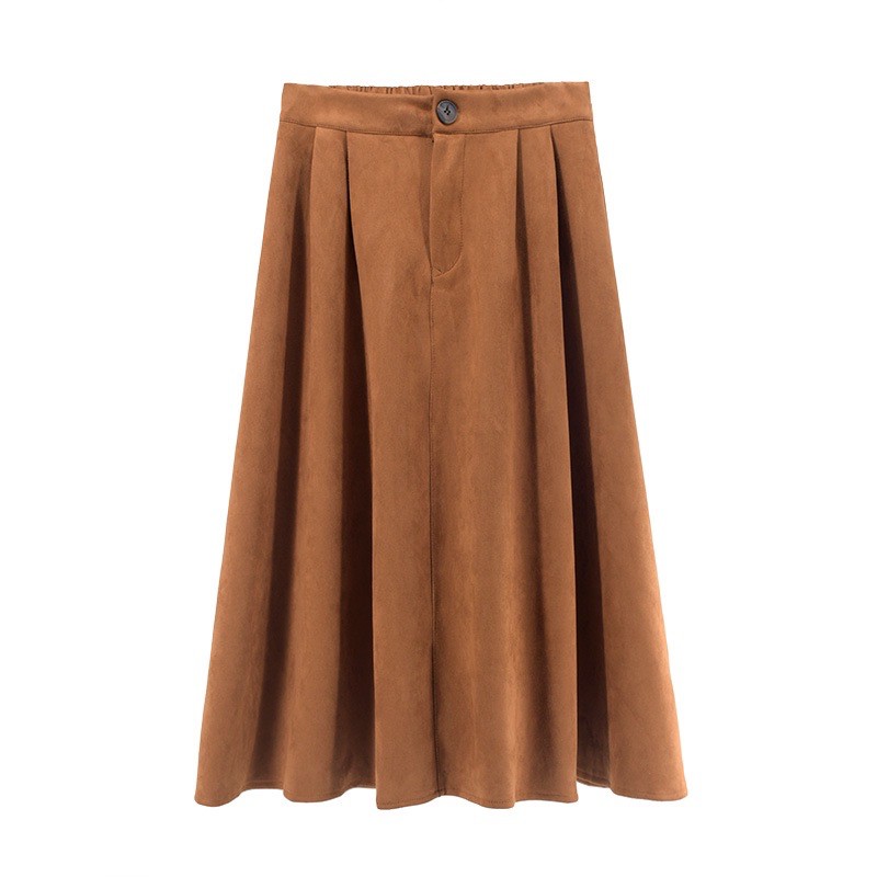 Jual [ Retro Series ] Rok Suede Midi 7/8 Premium ( Midi Suede Skirt 7/8 ...