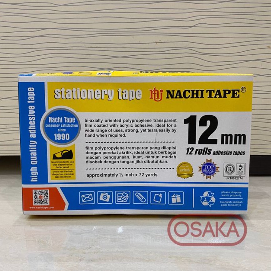Jual Isolasi / Tape Nachi Dus Stationery Bening 12mm / 1/2 inch dan ...