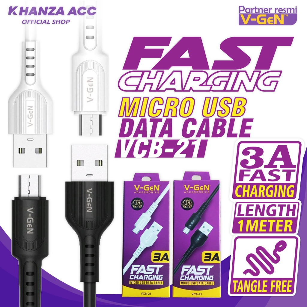 Jual KHANZAACC V-GeN VCB-21 Kabel Data VGEN Micro USB Fast Charging 3A ...