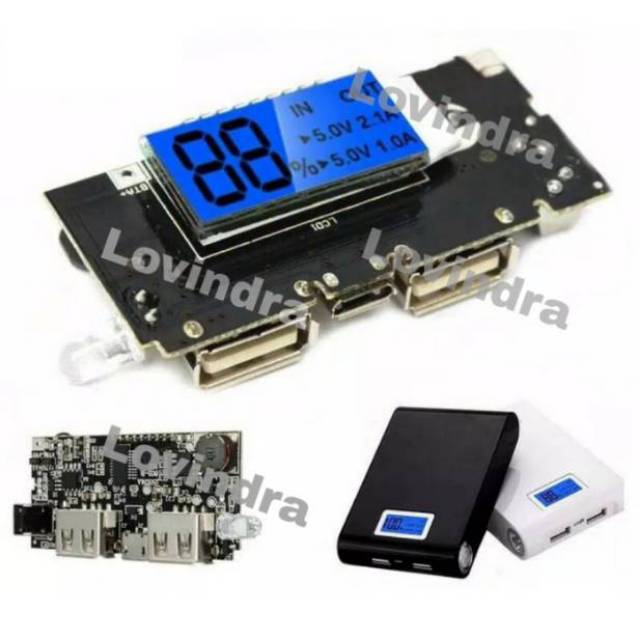 Jual Modul Power bank 18650 dual USB Lcd LED Display 5V 1A 2.1A ...