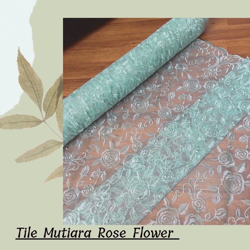 Jual Kebaya Brokat Tile Mutiara Rose Flower warna Hijau Wardah | Shopee ...