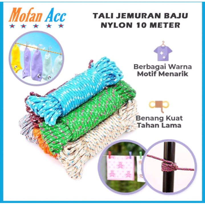 Jual Tali Jemuran Nylon 10m Clothesline Kuat Anti Slip Ikat Tambang ...