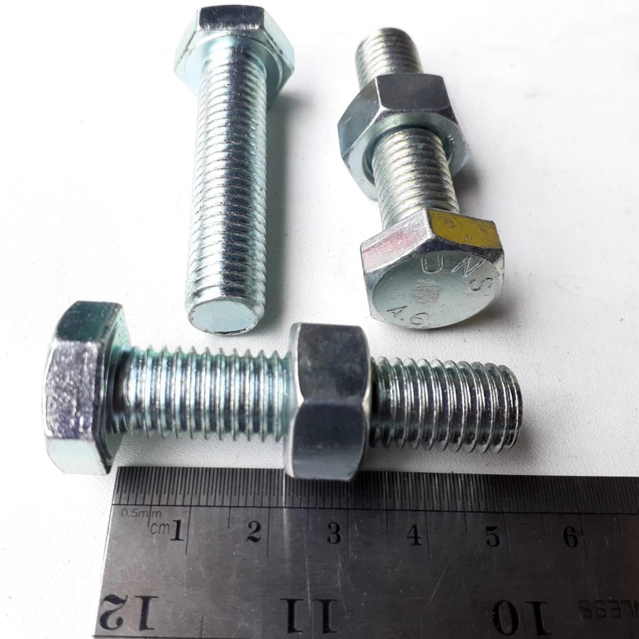 6 Bulloni Flangiati M12-1.25 X 50mm + Dadi – Testa Esagonale, Grado 10. ...