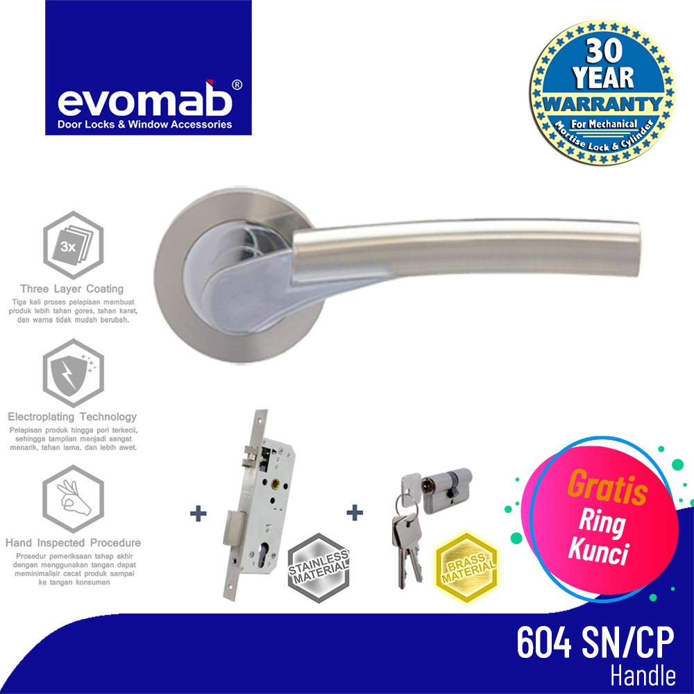 Jual evomab Lever Handle Set Silver Pintu Modern Novus Series 604-SN/CP ...