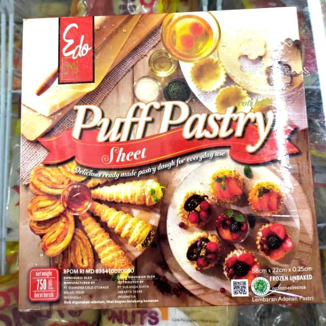 Jual Edo puff pastry sheet frozen unbaked / pastry dough 750gr | Shopee ...