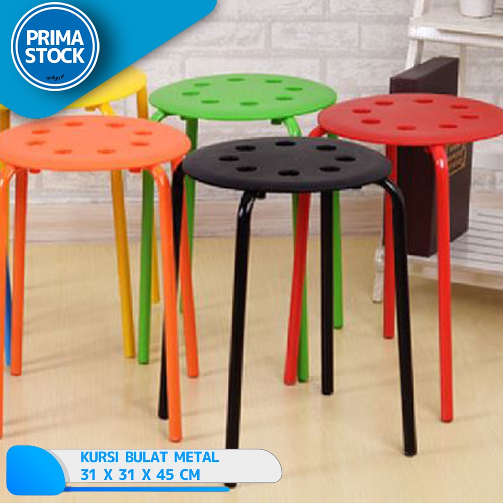 Jual KURSI BAKSO BULAT BESI METAL BASO PLASTIK WARNA CAFE SUSUN STOOL ...