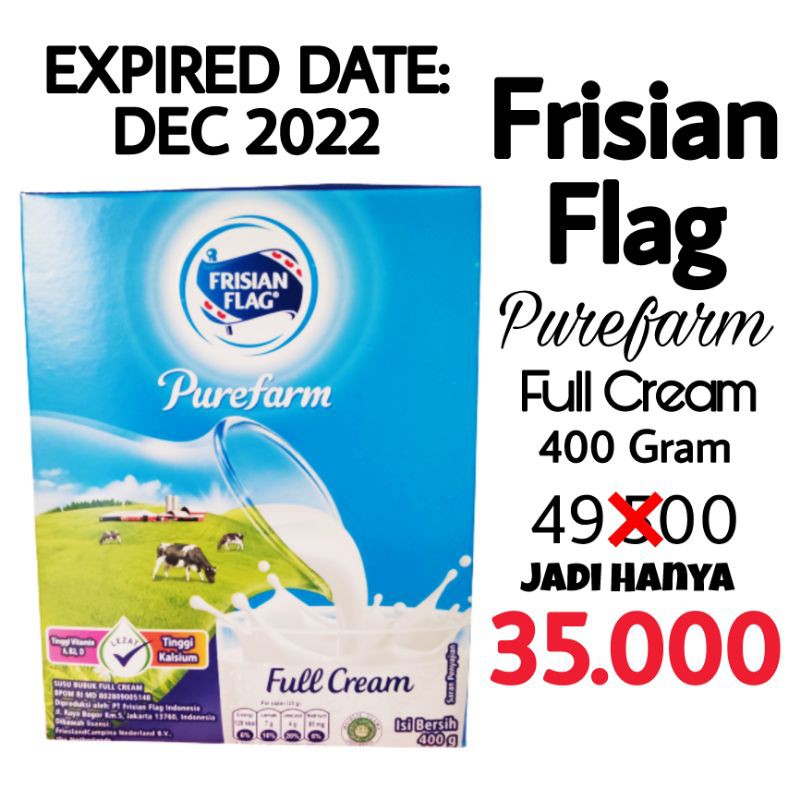 Jual Susu Bendera Purefarm Full Cream 400 Gr Frisian Flag Full Cream ...