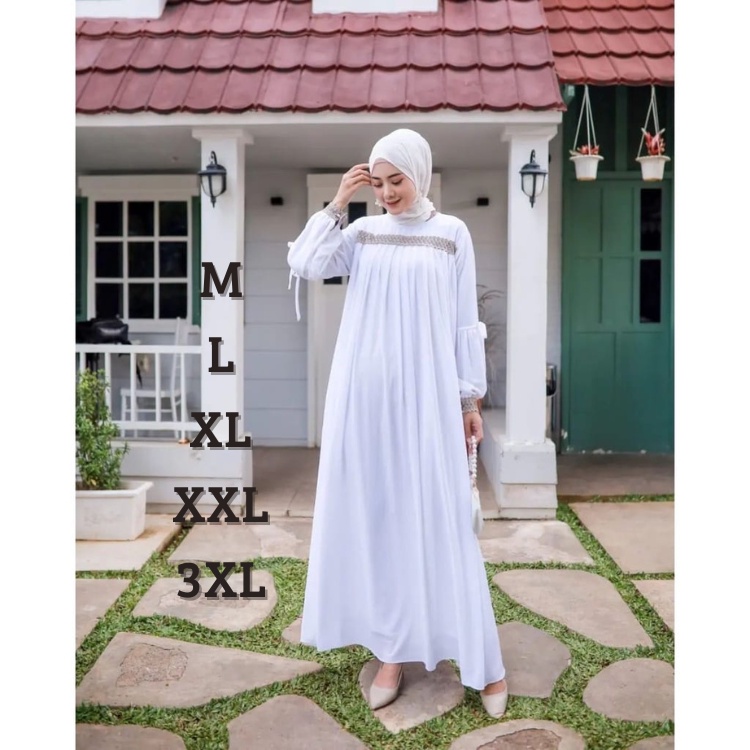 Jual Gamis Putih Audrey Dress / Gamis Wanita Terbaru 2025 / Baju Gamis ...