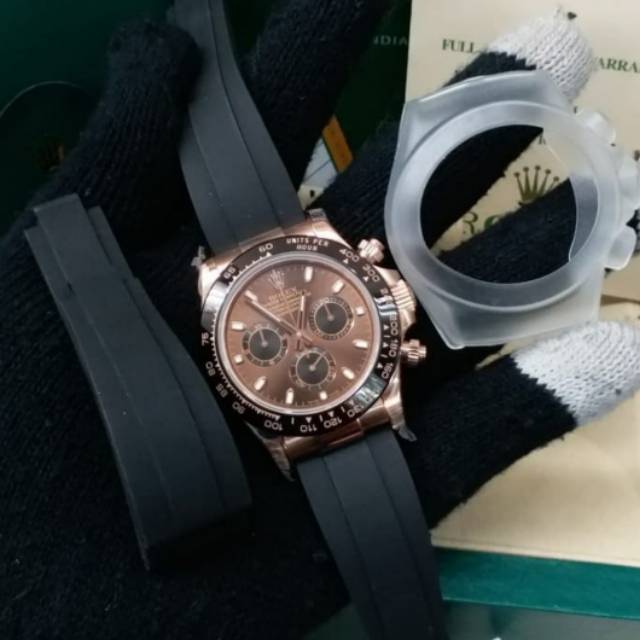 Jual Jam Tangan Pria Merek Rolex Daytona JH Rubber Automatic Swiss ...