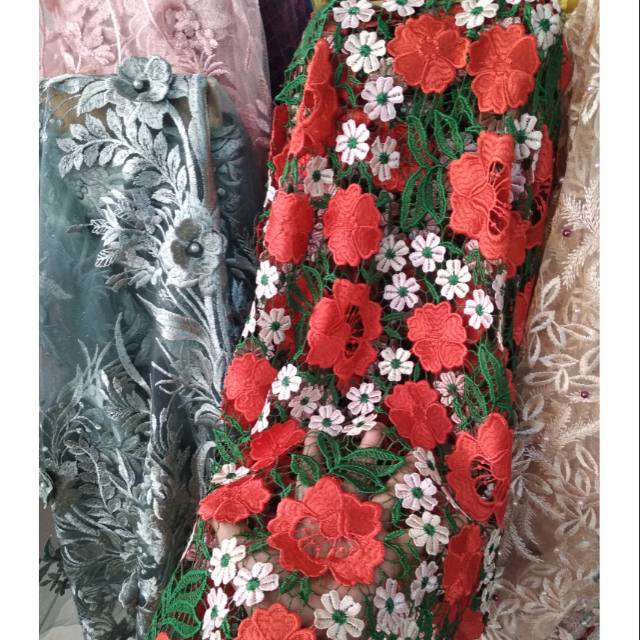 Jual Kain / Bahan Prada Oxi Motif Bunga Mawar Merah | Shopee Indonesia