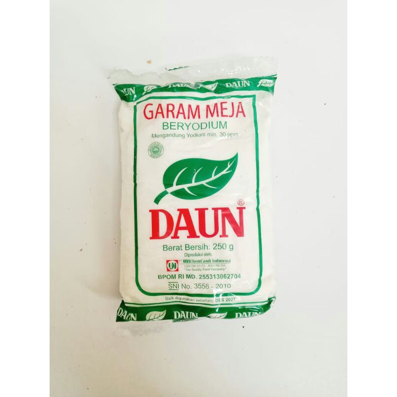 Jual Garam Dapur Beryodium / Garam Meja cap daun 250 gr | Shopee Indonesia