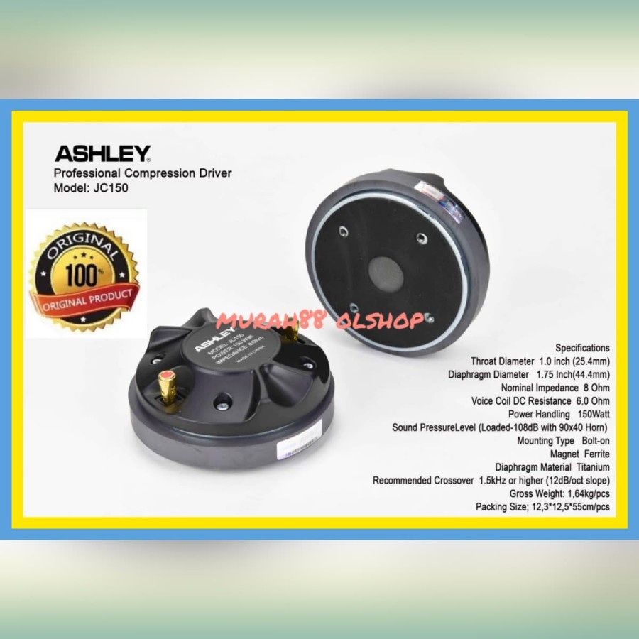 Jual Tweeter Magnet driver Ashley JC 150 ashley jc160 drat Compression ...