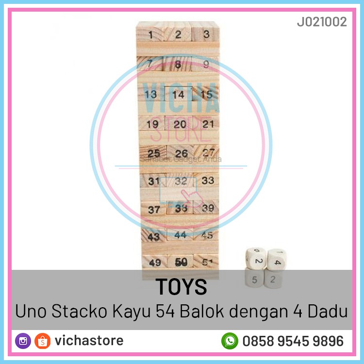 Jual Toys - Permainan Uno Stacko Kayu 54 Balok dengan 4 Dadu | Shopee ...