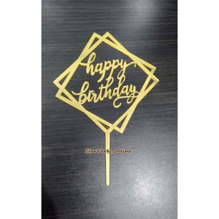 Jual Topper Acrylic HBD Bintang Gold /Topper Mix /Hiasan Kue /Cake ...