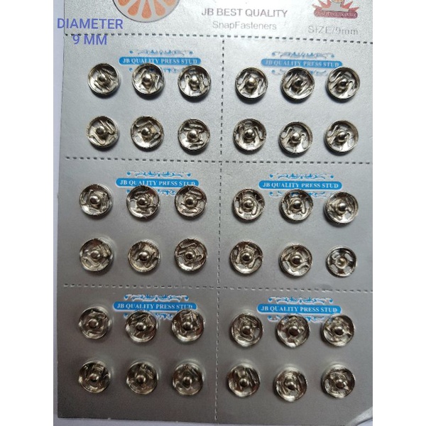 Jual Kancing Jepret besi Diameter 9 mm 1pack isi 36 pasang jepret besi ...