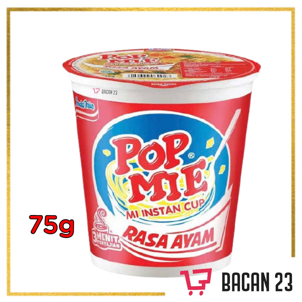 Jual Indofood Pop Mie Rasa Ayam 75g / Mi instan Cup / Bacan 23 ...