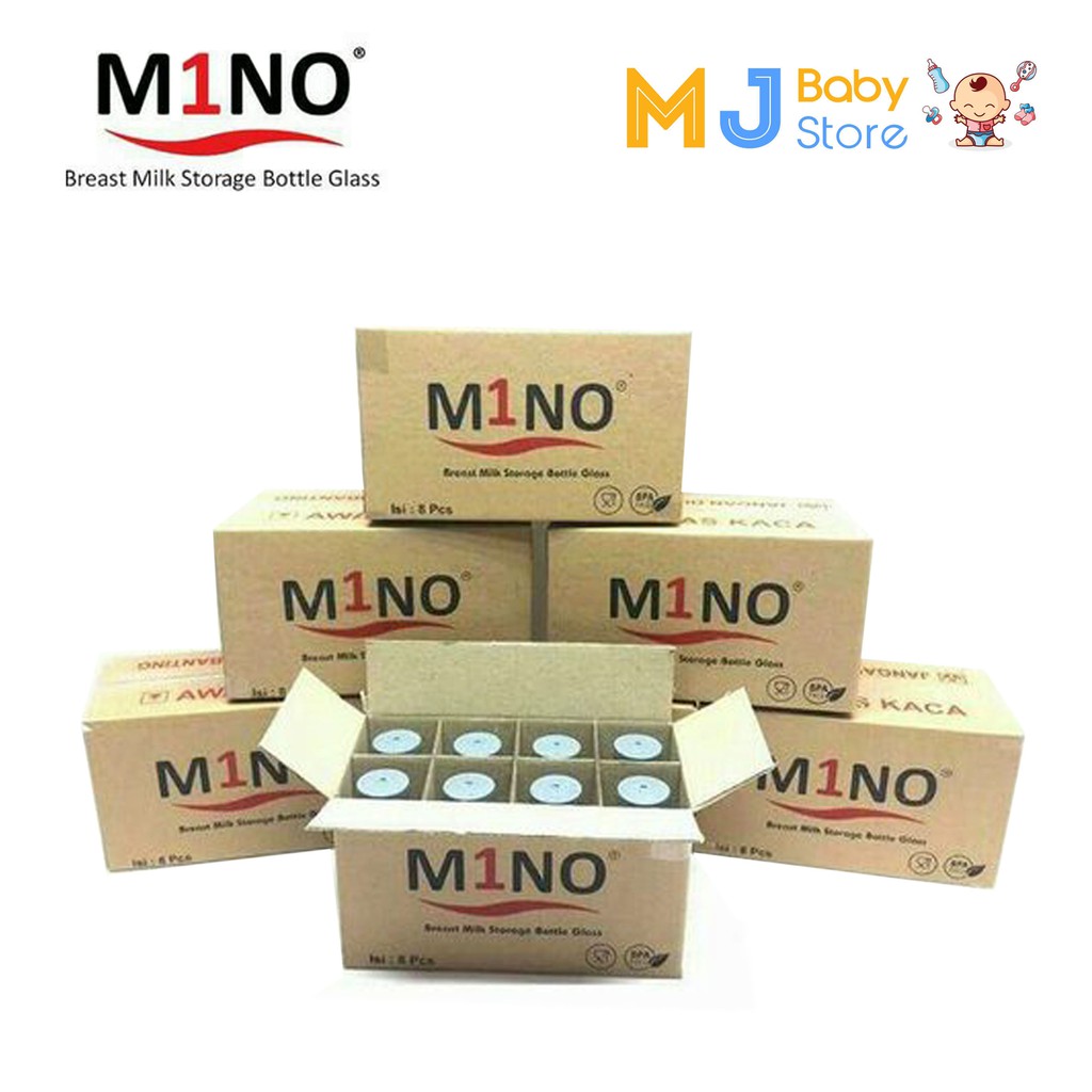 Jual M1no - Breast Milk Storage Bottle Glass ( Botol Asi Bening ) Isi 8 Pcs | Shopee Indonesia
