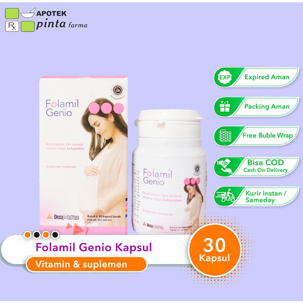 Jual Folamil Genio isi 30 caps Suplemen vitamin dan mineral selama ...