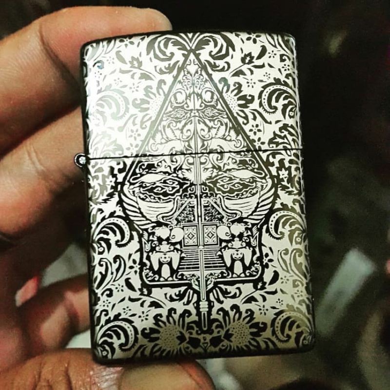 Jual KOREK API ZIPPO CUSTOM GRAFIR LOGO WAYANG BLACK ICE PREMIUM ...