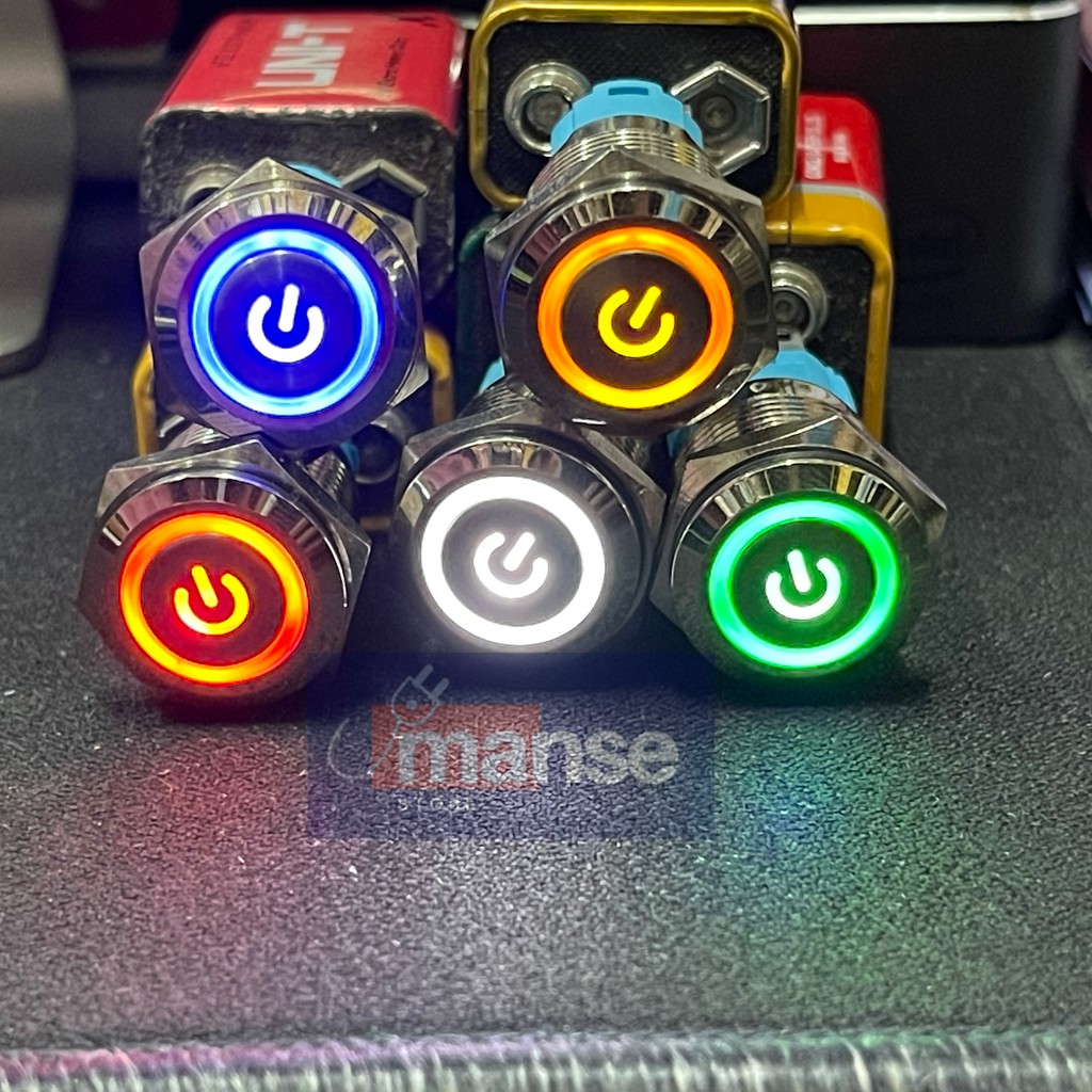 Jual Saklar LED Switch Waterproof Push On 16mm Metal Logo Power ...