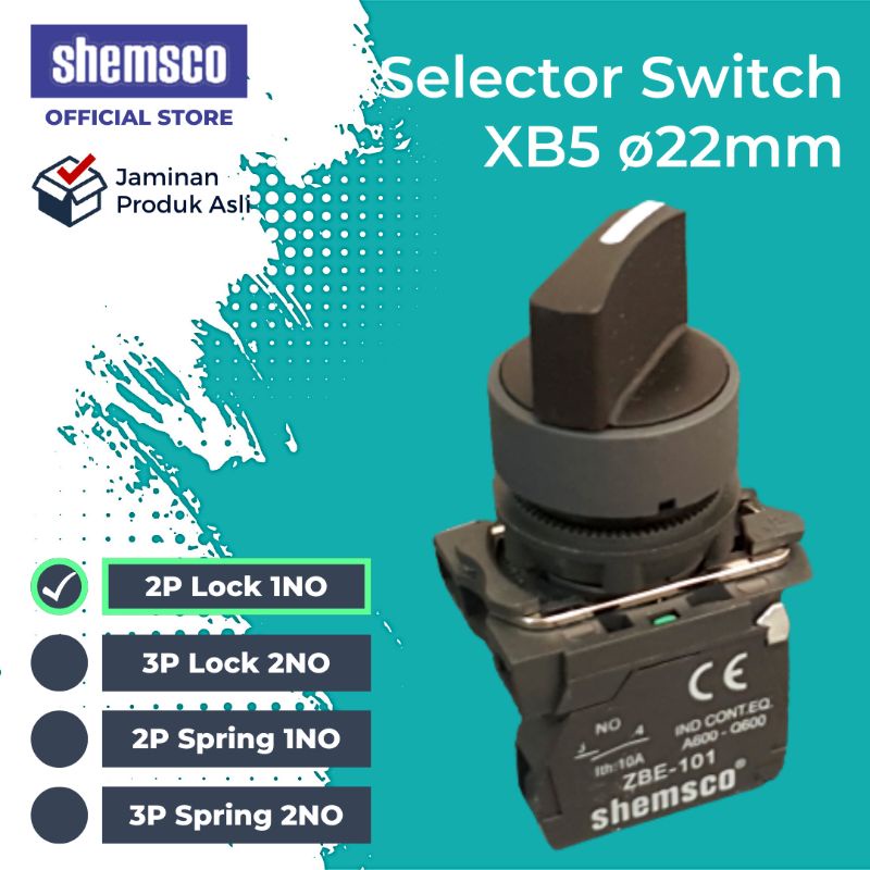 Jual 22mm 2 Posisi ON-OFF Selector Switch Spring Lock XB5-AD 21 41 Shemsco KW Schneider | Shopee ...