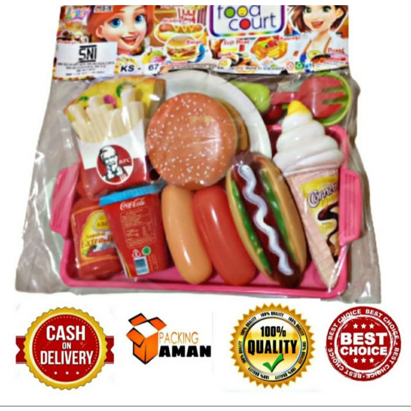 Jual mainan masak masakan burger mainan makan makanan mainan anak set ...