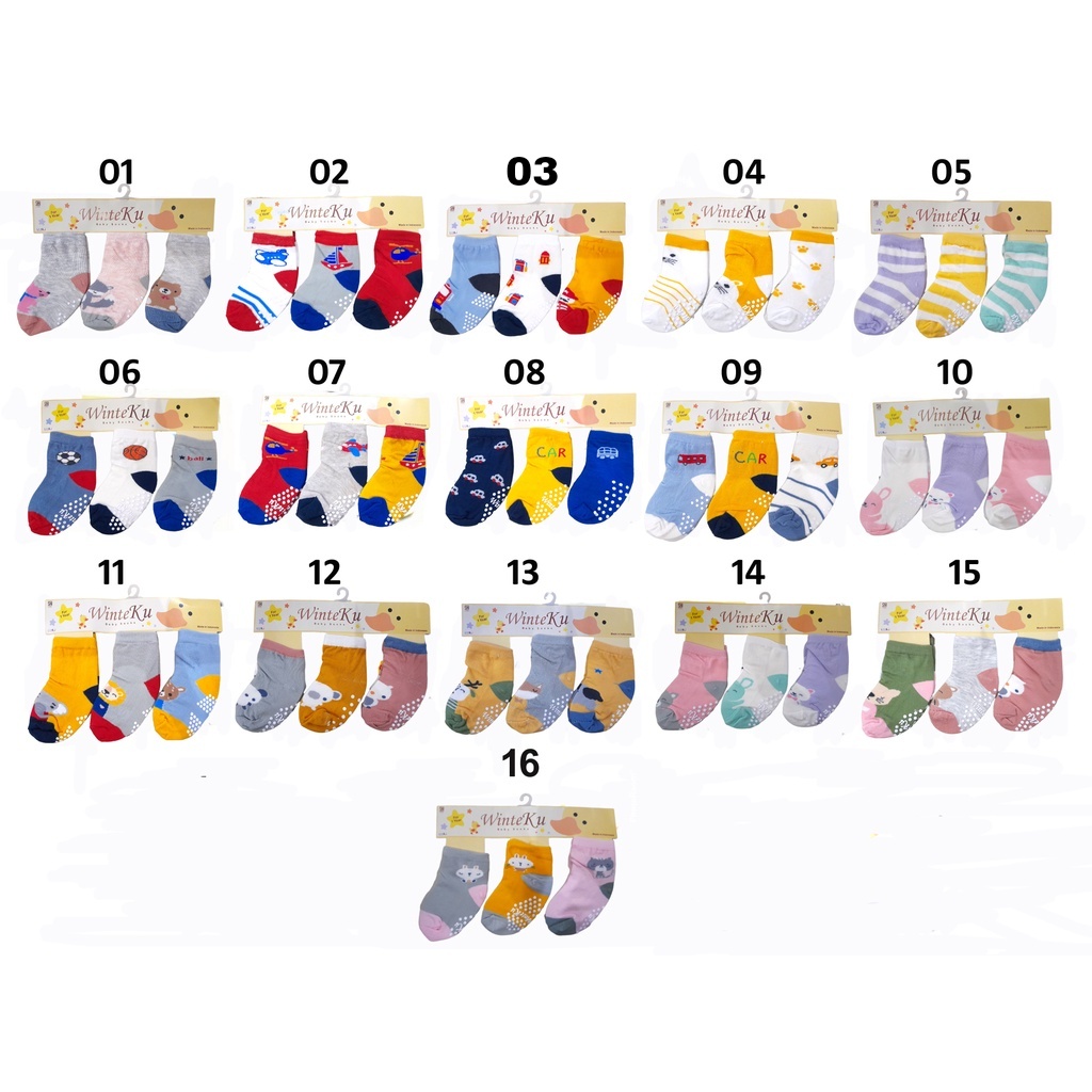 Jual Kaos Kaki Bayi Anti Slip Boy Girl Winteku 3in1 | Shopee Indonesia