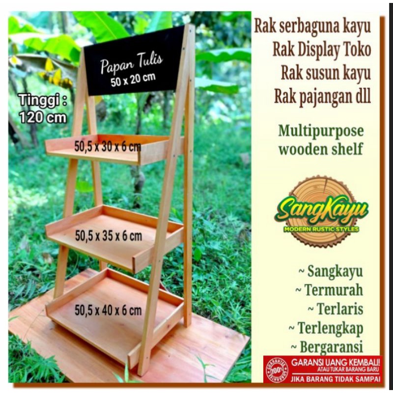 Jual Rak serbaguna 3 susun kayu Rak toko Rak display Multi-purpose shelf | Shopee Indonesia