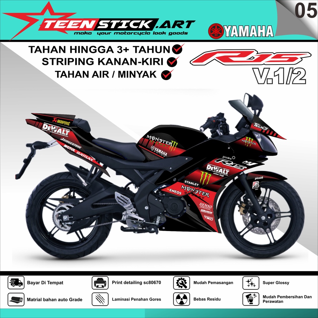 Jual Striping R15 V1/2- Striping Variasi Hologram Chrome Vynil UV Transparant YAMAHA R15 V1/2 TN ...