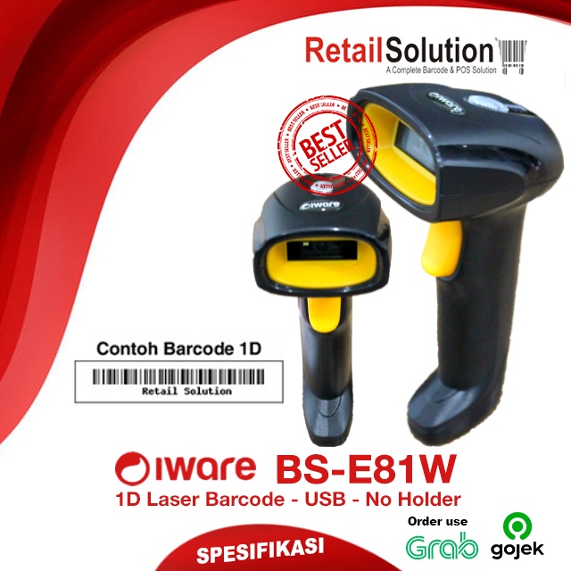 Jual Barcode Scanner 1D Wireless USB Dongle - Iware BS-E81W / BSE81W ...