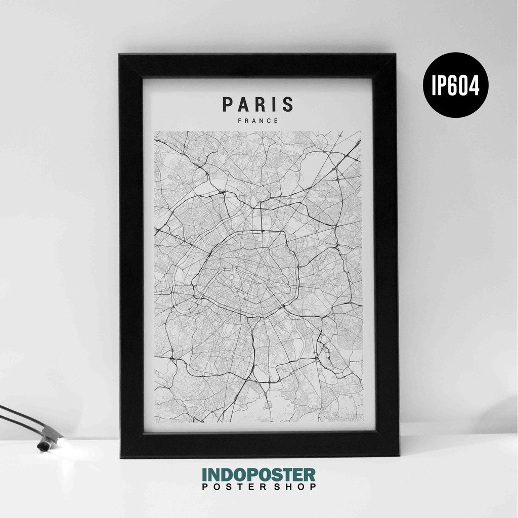 Jual Poster Hiasan Dinding City Map Atlas Peta Kota Paris France ...