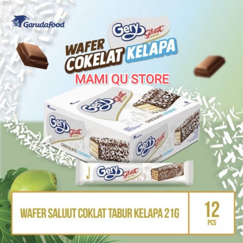Jual Gery Saluut Wafer Coklat Tabur Kelapa | Chocolate Coconut 1 Box ...