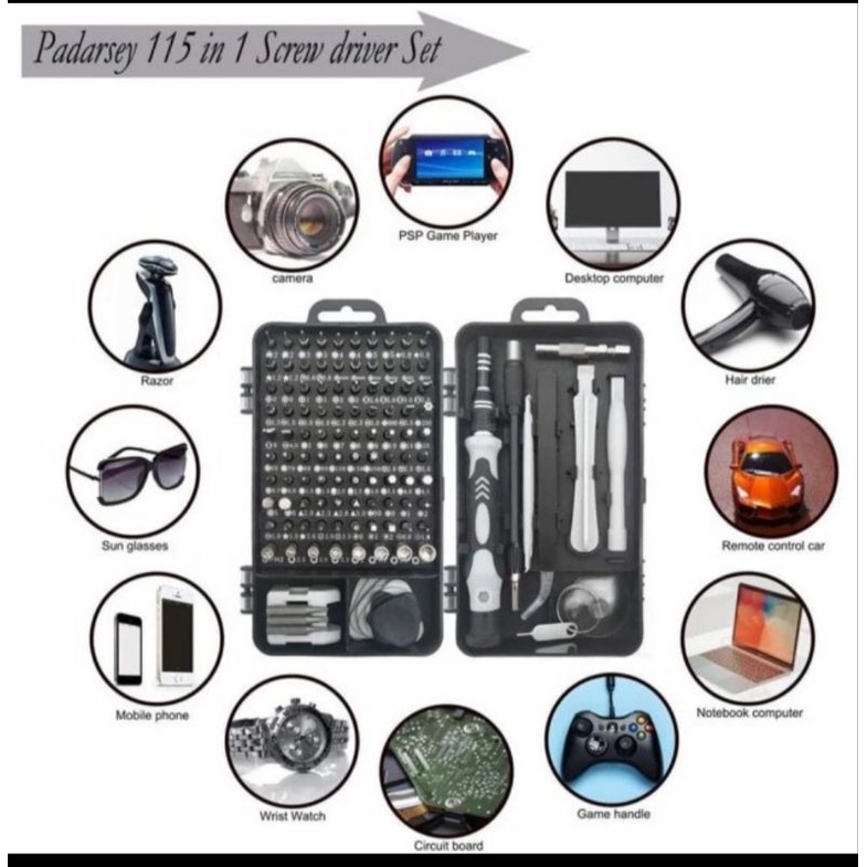 Jual Obeng HP Laptop Kacamata Set 115 in 1 Torx Kunci Set Alat Servis Reparasi Full Set | Shopee ...