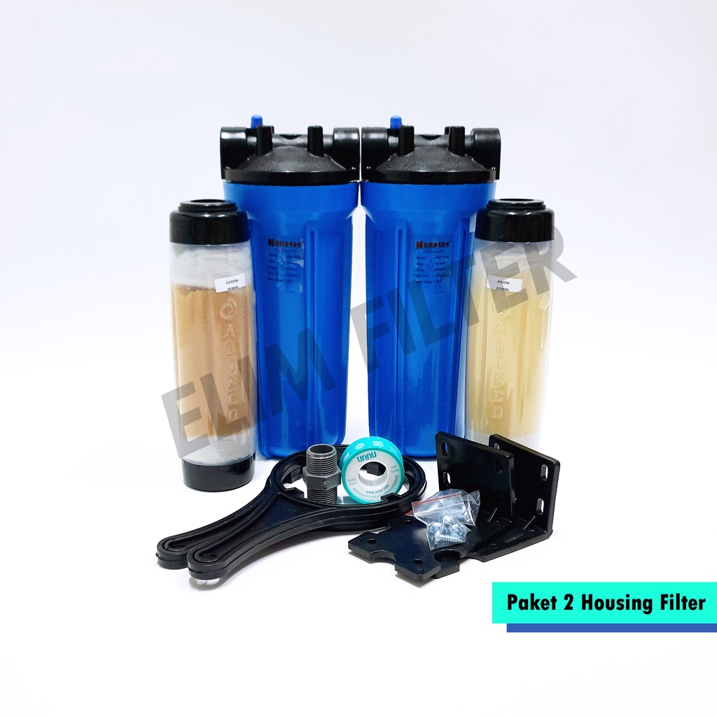 Jual Filter Air Demineralisasi 2 Housing Nanotec Blue 10 inch (Cation ...