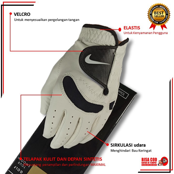 Jual Sarung Tangan Kulit GOLF Leather Glove untuk Golf Warna Putih Tangan Kiri | Shopee Indonesia