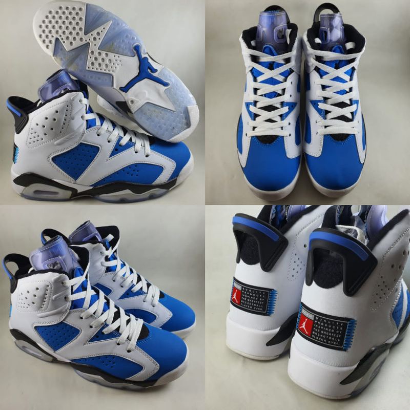 Jual Sepatu Basket Air Jordan 6 High Retro UNC White and Blue | Shopee ...