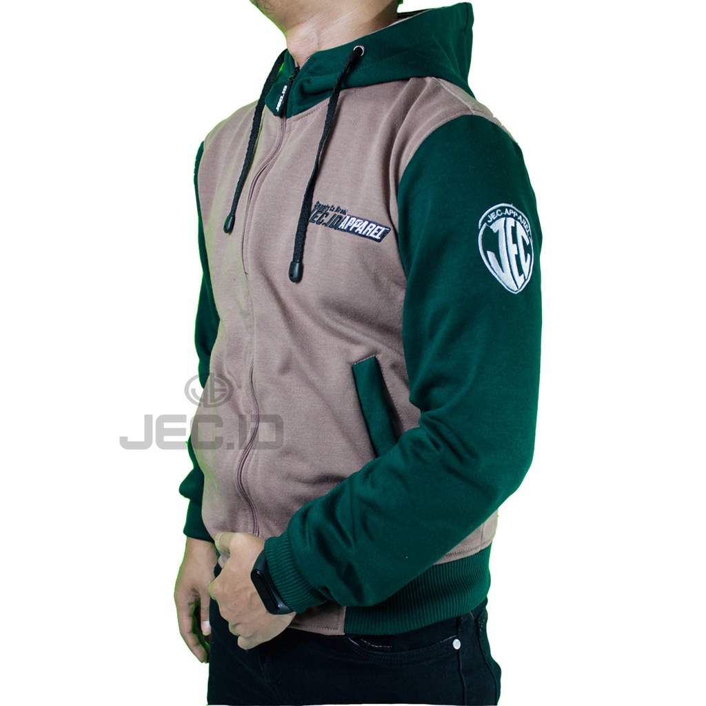Jual Jaket Hoodie Premium Jec Apparel Mocca Combi Hijau Botol | Switer ...