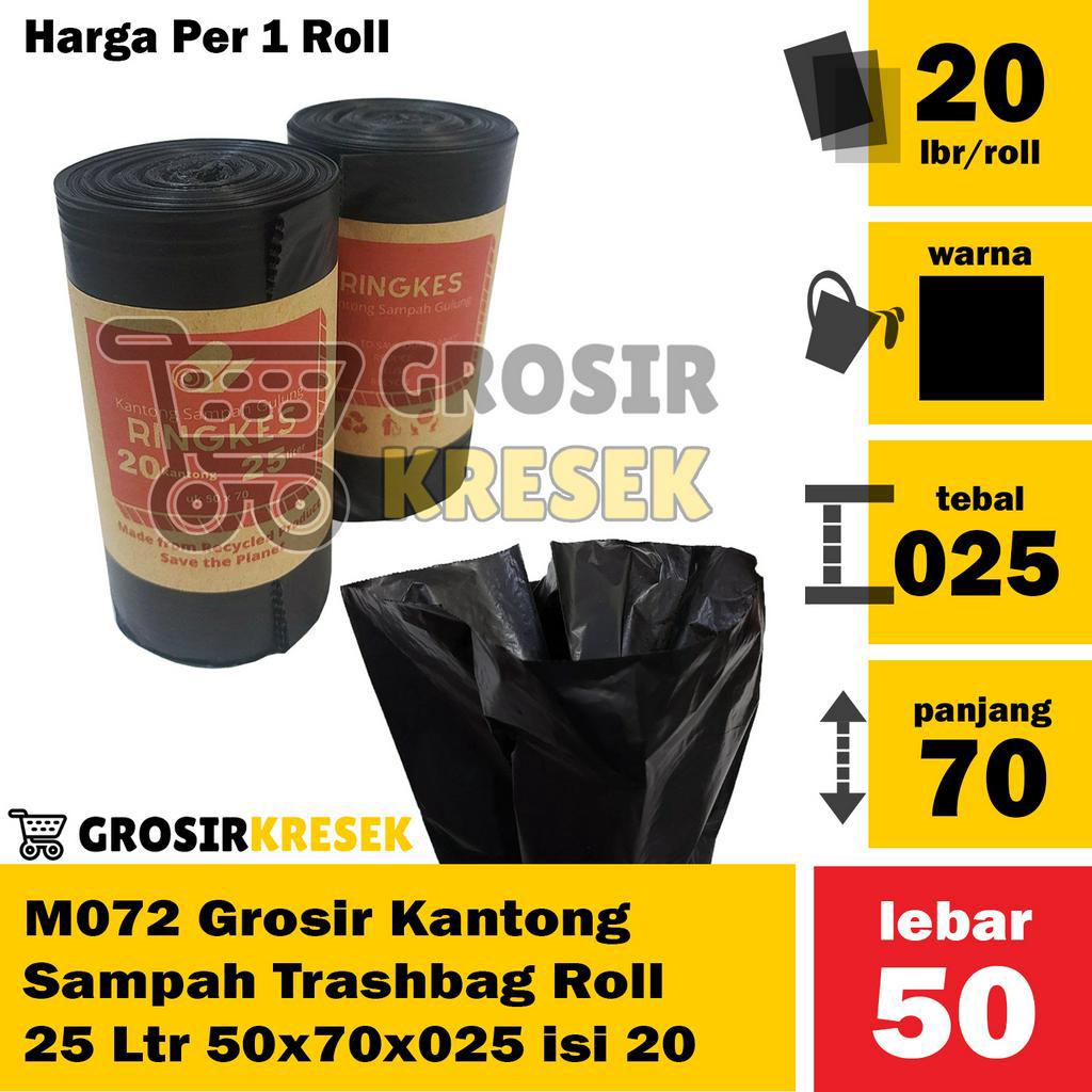 Jual [Grosir] M072 Trashbag Hitam Roll 25 Liter 50x70x025 isi 20 lbr ...