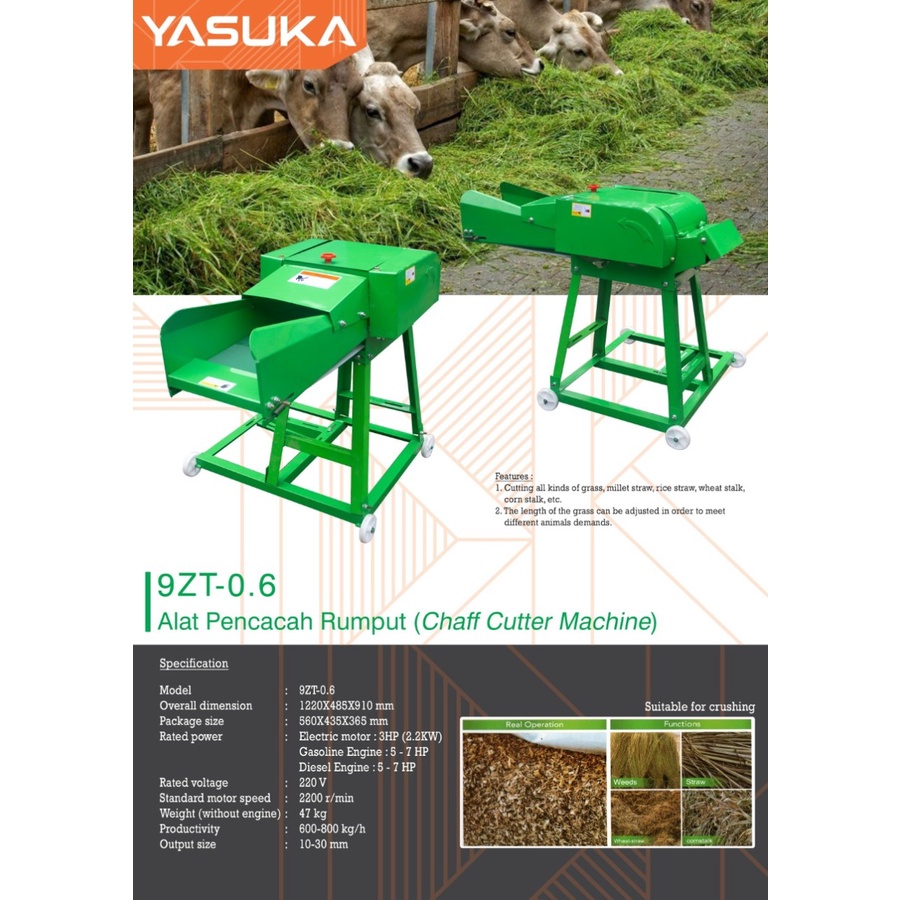 Jual Mesin Pencacah Rumput Yasuka YCC 096Z / Mesin Cacah Rumput Yasuka ...