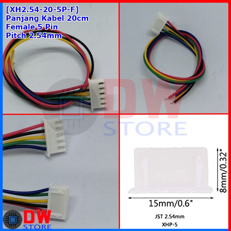 Jual Konektor JST XH2.54 XH 2.54mm Female Kabel 20cm 2P 3P 4P 5P 6P 7P 8P 9P 10P 12P | Shopee ...