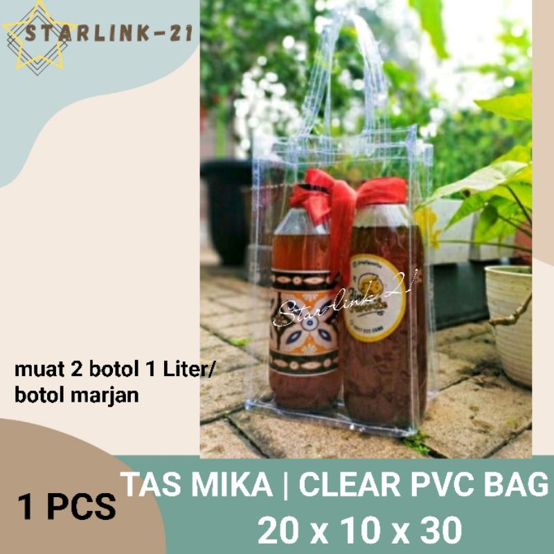Jual TAS MIKA BOTOL SIRUP | Goodie Bag Transparan | Tas Bening 20x10x30 ...