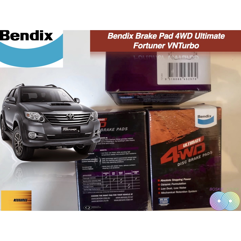 Jual Kampas Rem Toyota Fortuner VNT 2KD Bendix 4WD Ultimate | Shopee ...