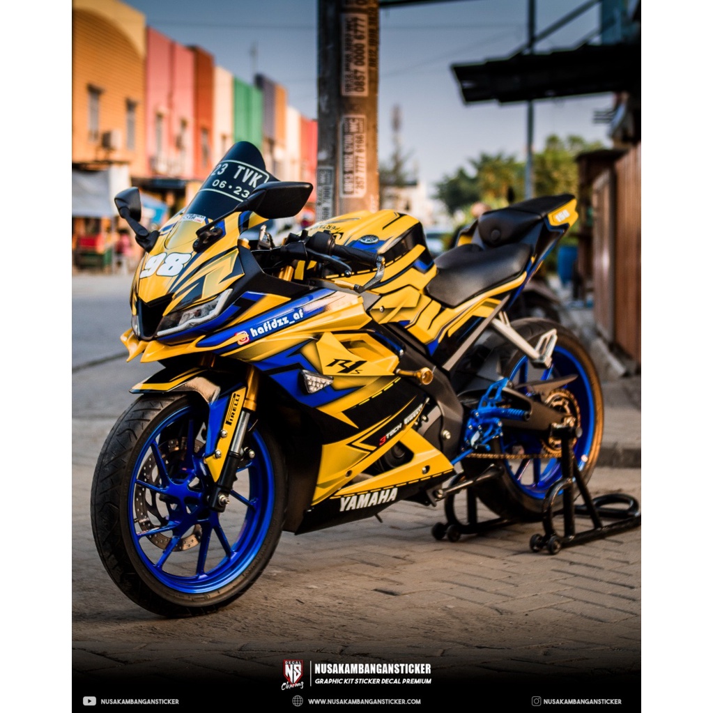 Jual Sticker R15 V3 Fullbody Kuning Grafis Biru | Shopee Indonesia