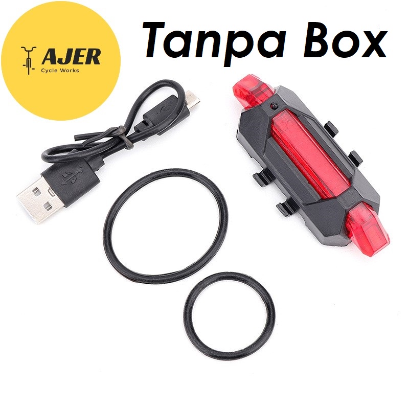 Jual Lampu belakang Sepeda LED Waterproof dalam BOX rechargeable USB ...